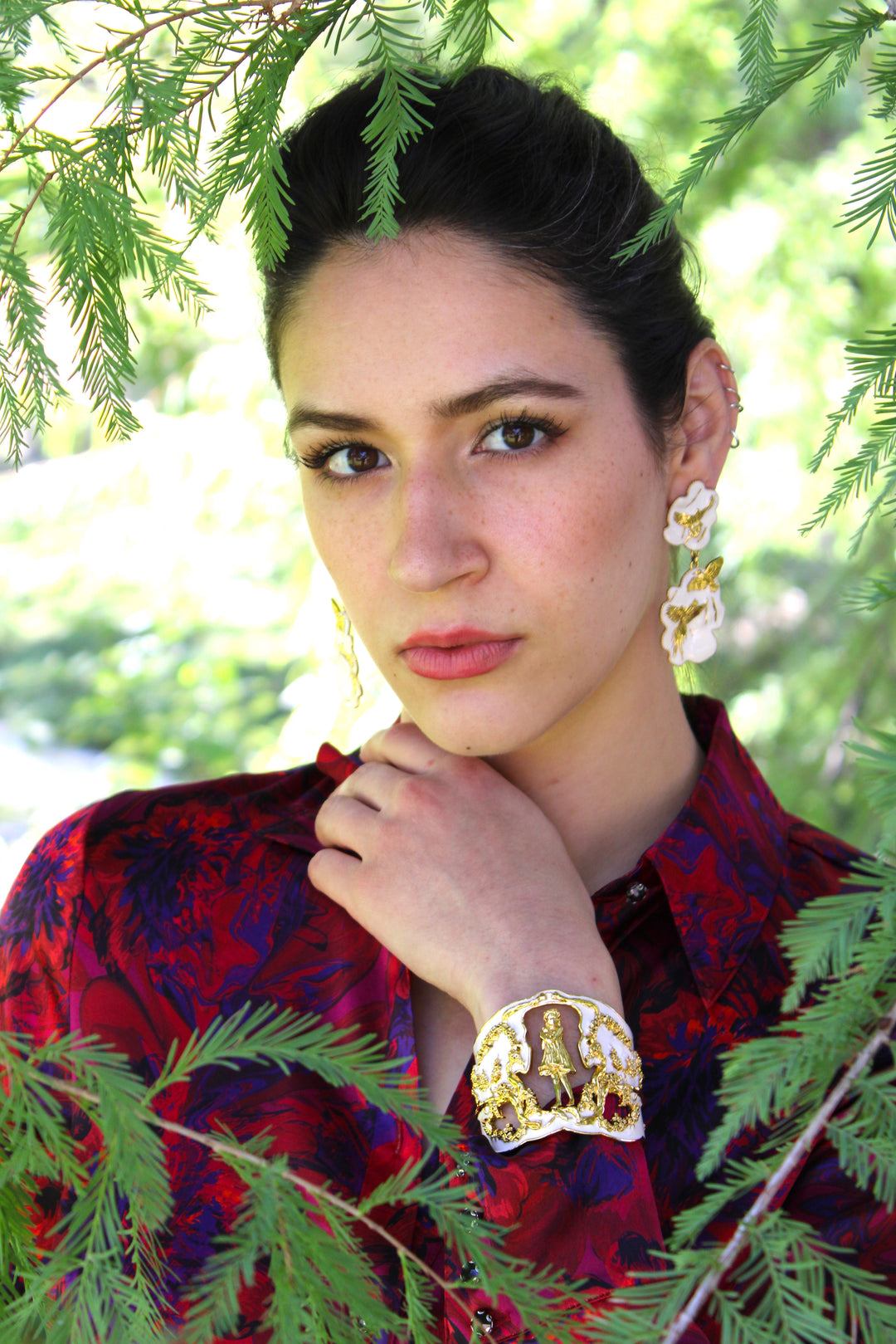 Statement Cuff Bracelet – Harmony in Gold & Ivory – Angela Mia Jewelry